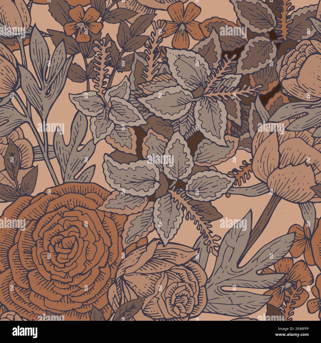peony, rose, flowers. Seamless pattern for wallpaper and fabric ...