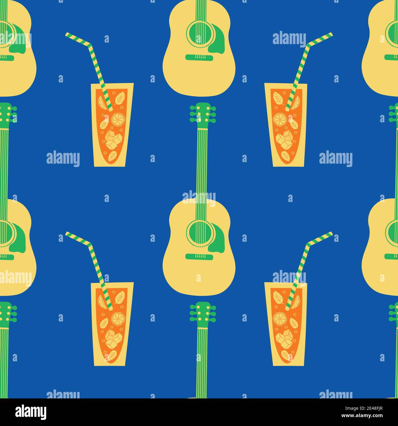 Beach party vector seamless pattern background. Tropical color backdrop ...