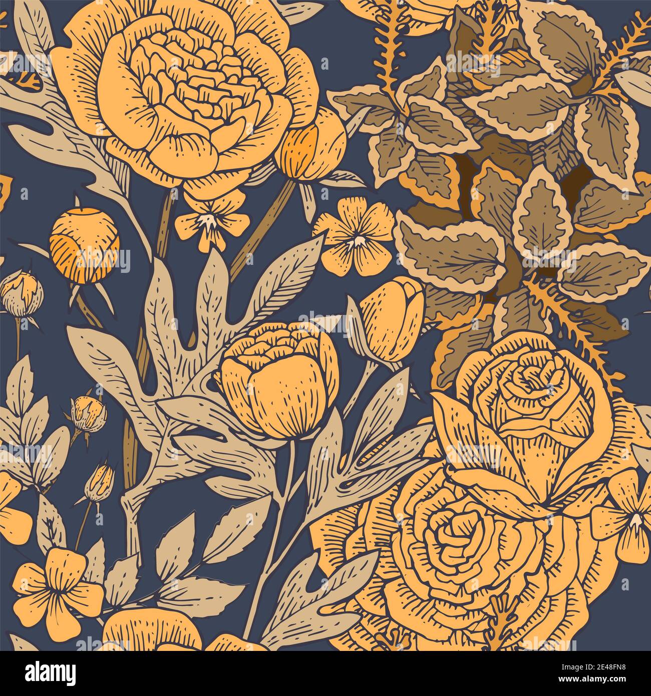 peony, rose, flowers. Seamless pattern for wallpaper and fabric ...