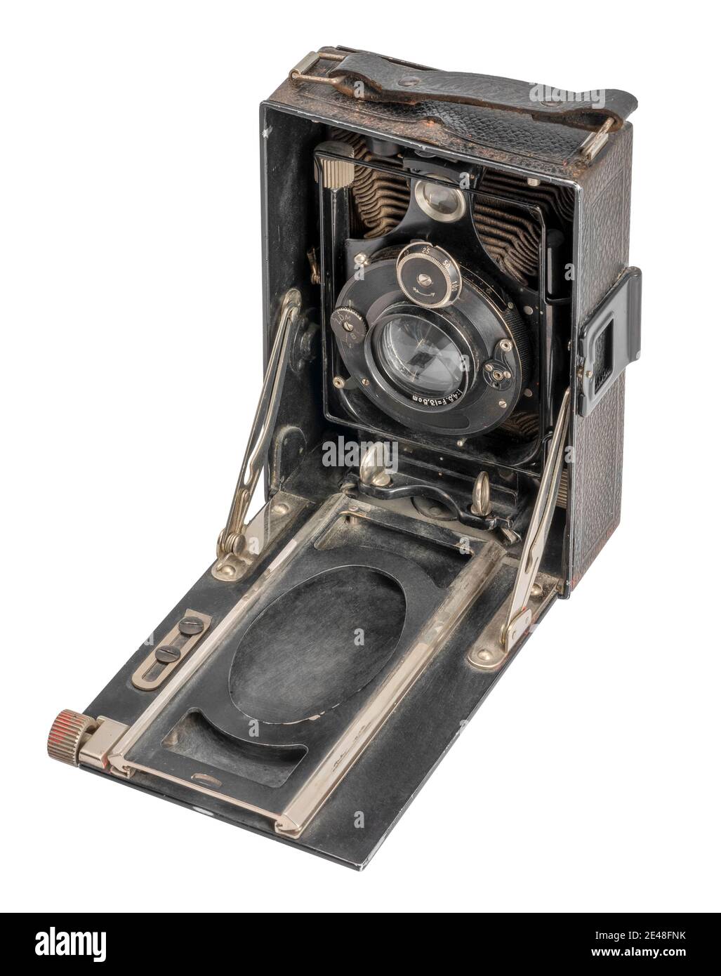 historic folding camera isolated in white back Stock Photo - Alamy