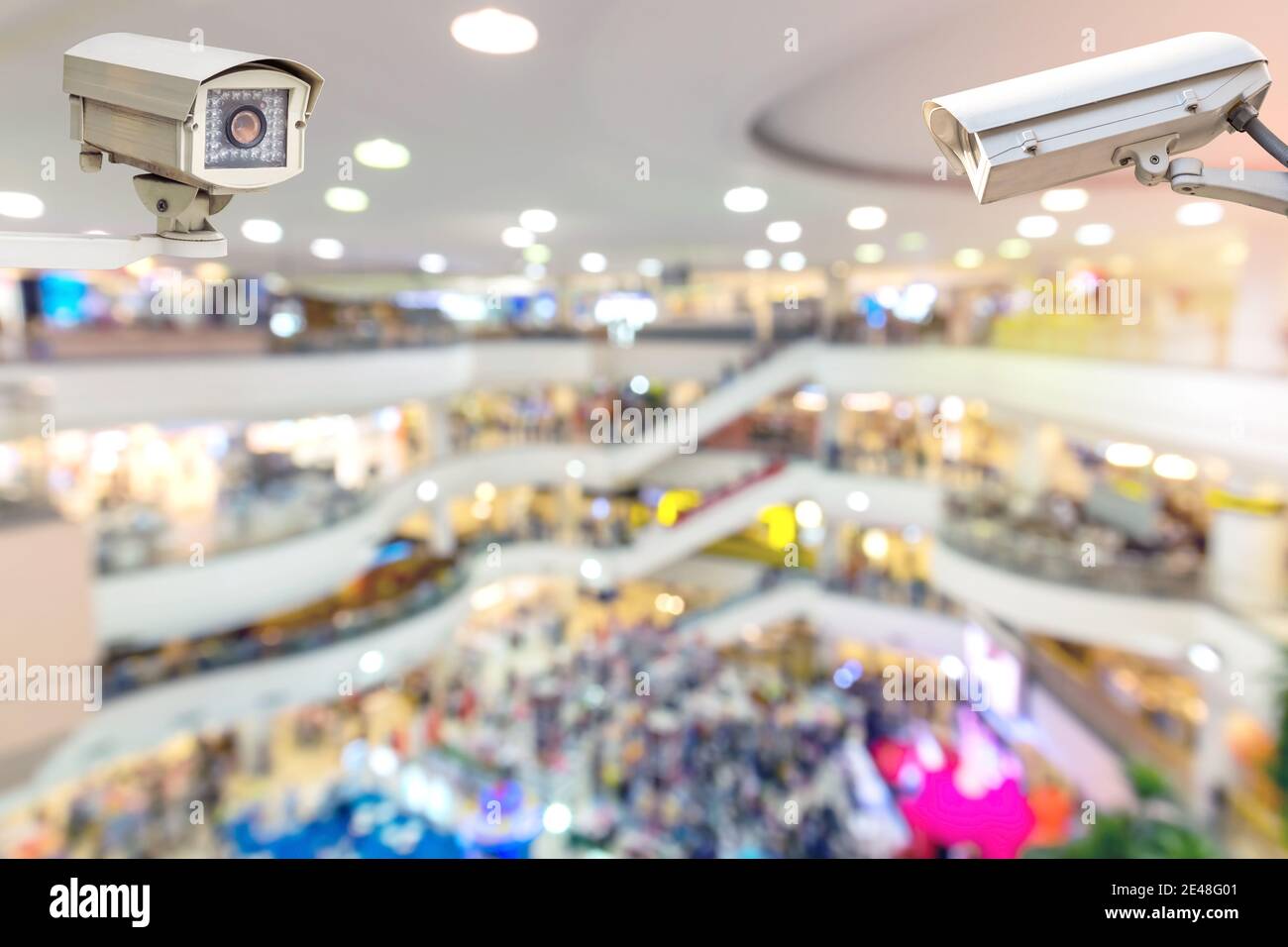 CCTV or surveillance camera recording inside the shopping mall to the ...