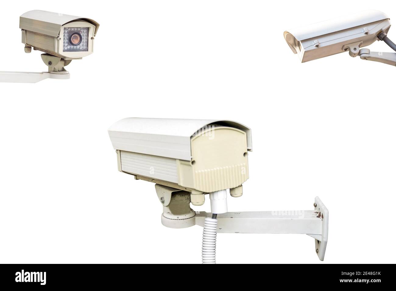 Group of security cameras (CCTV) isolated on white background Stock ...