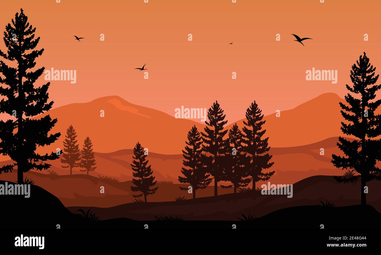 Beautiful twilight sky scenery in the afternoon. Vector illustration ...