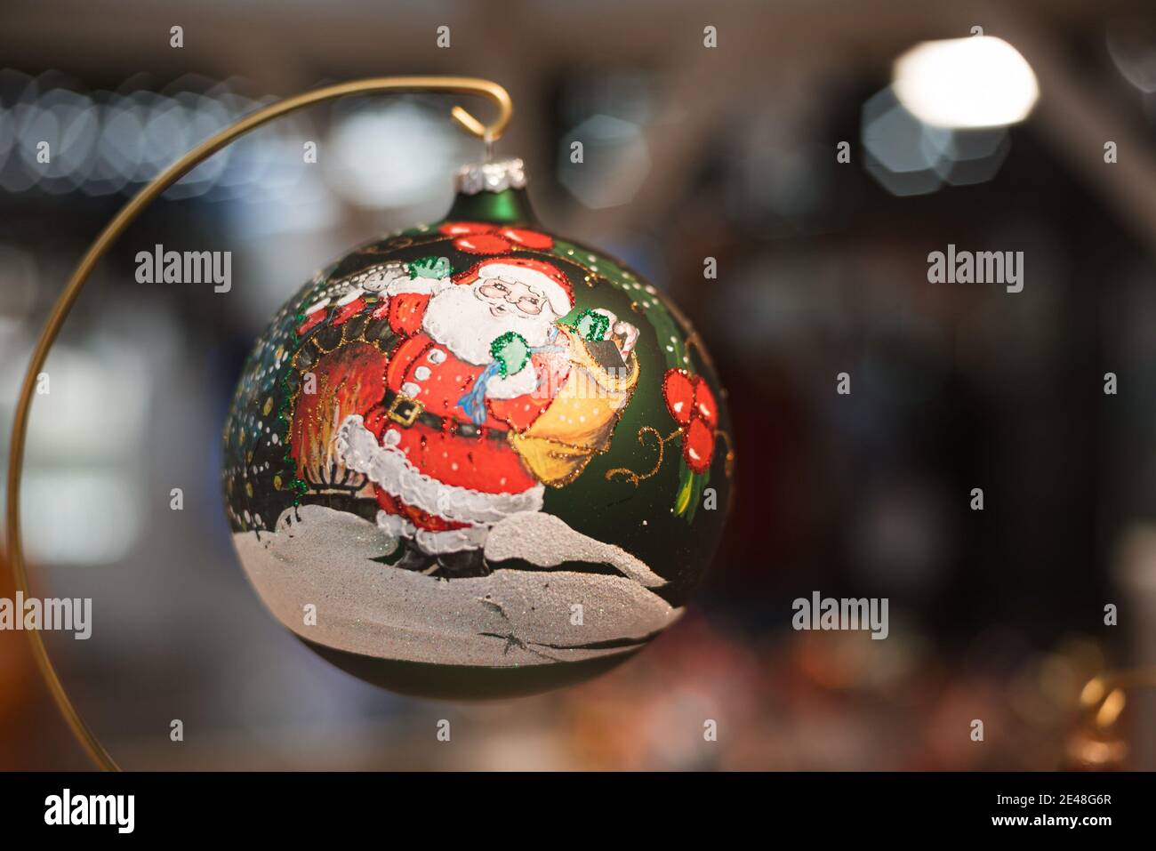 Christmas bauble with painted Santa Claus Stock Photo - Alamy