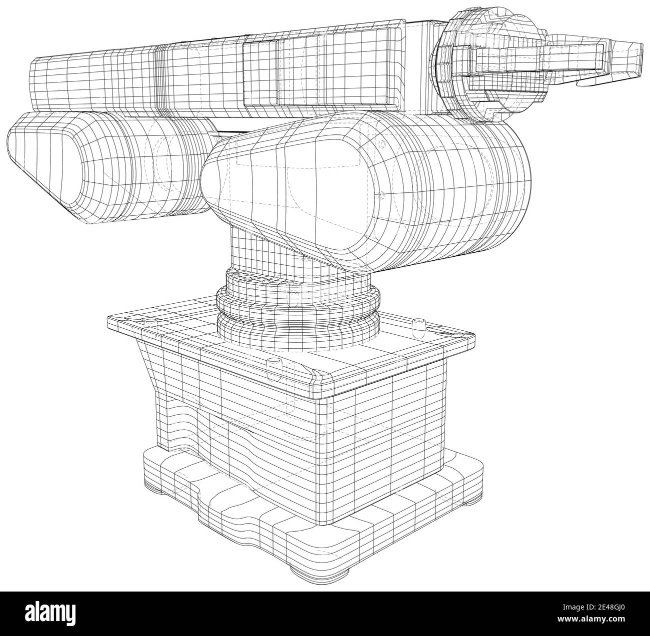 Industrial wire-frame Robot Hand isolated on white. Technical Vector ...