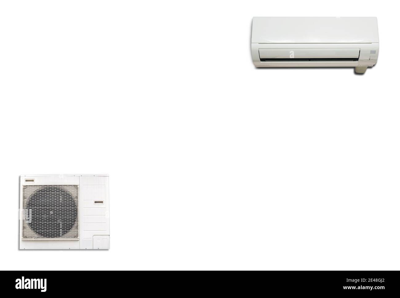 Wall air conditioning and compressor isolated on white background Stock ...