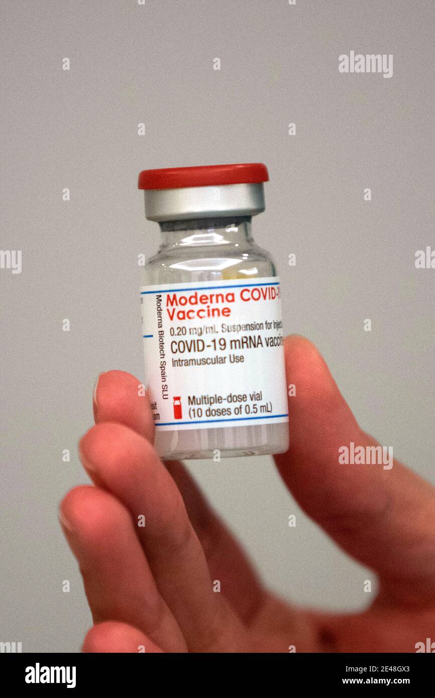 January 21, 2021, Brussels, Belgium: The Moderna vaccine against Covid ...