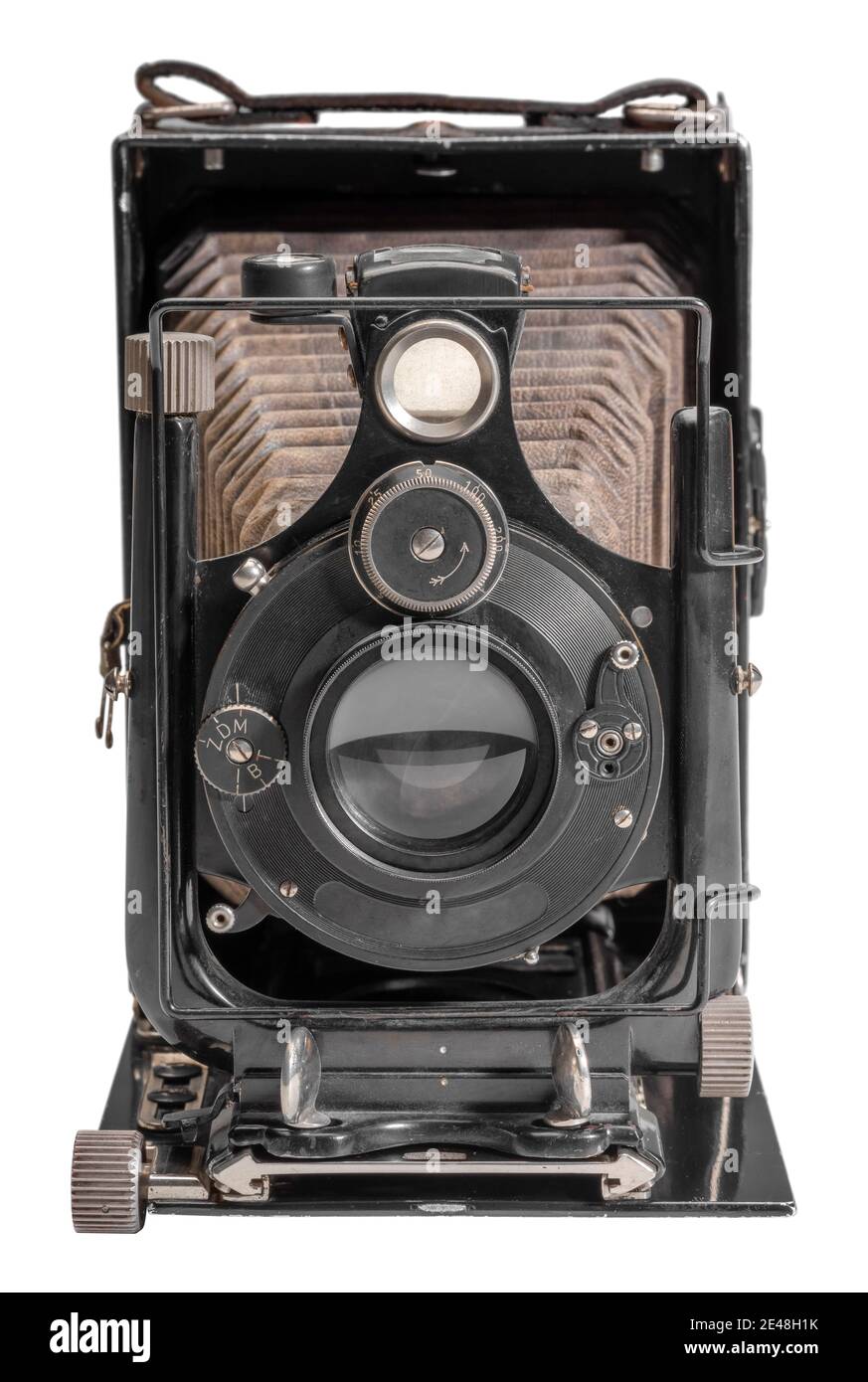 historic folding camera isolated in white back Stock Photo - Alamy