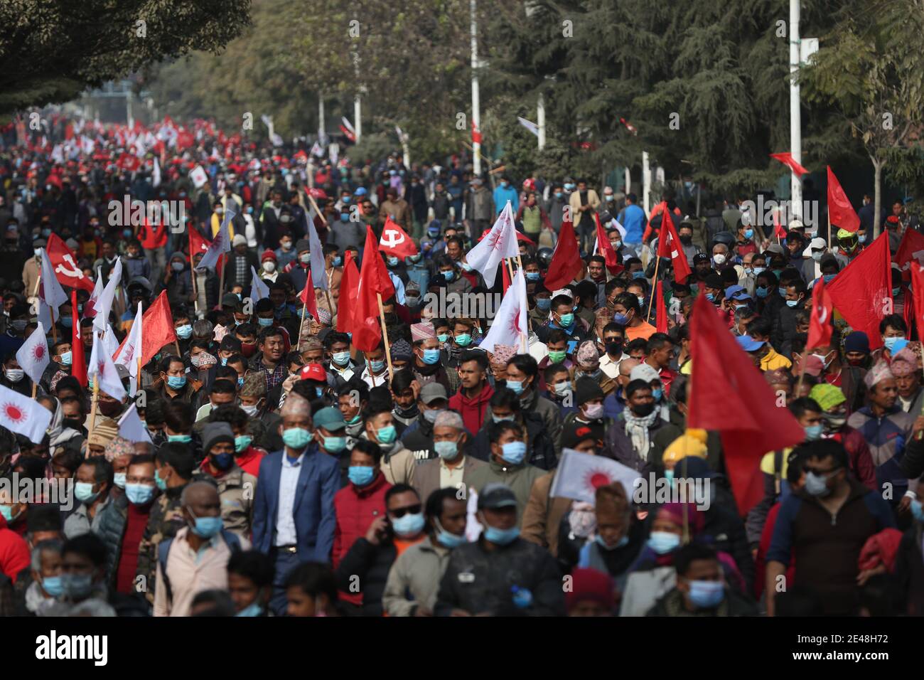 Kathmandu, Nepal. 22nd Jan, 2021. Protesters affiliated with a faction ...