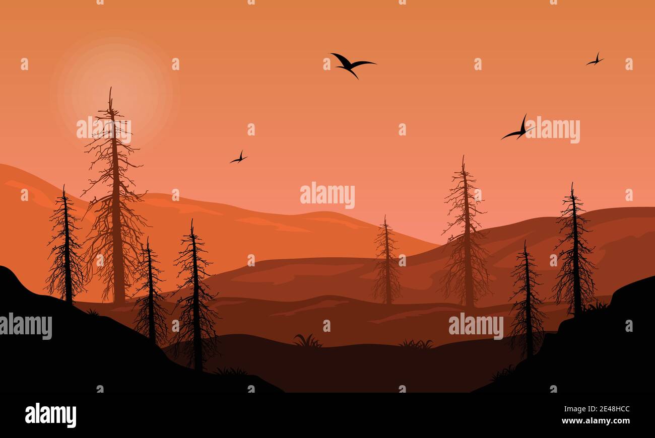 Beautiful twilight sky scenery in the afternoon. Vector illustration of ...