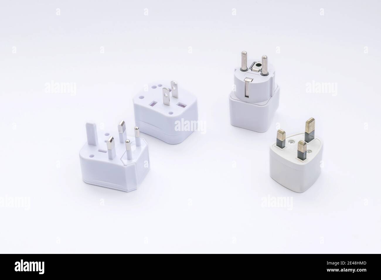 Group of universal plugs adapters isolated on white background Stock ...