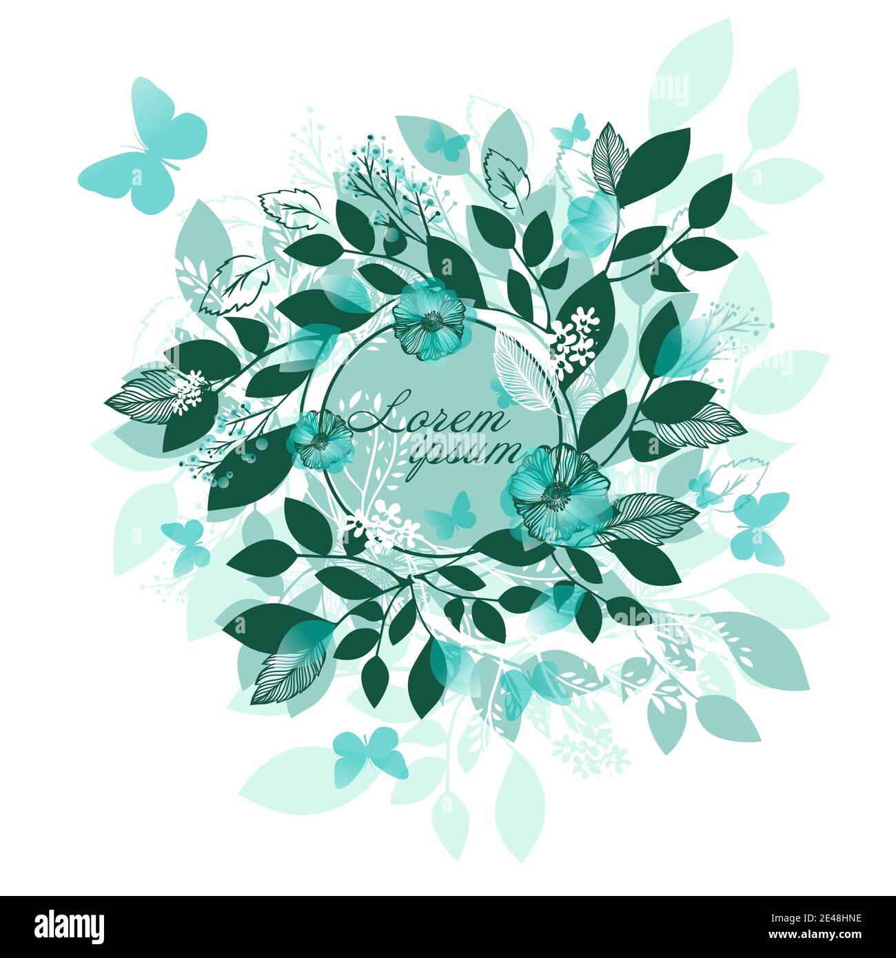 Abstract frame with leaves and flowers. Vector illustration Stock ...