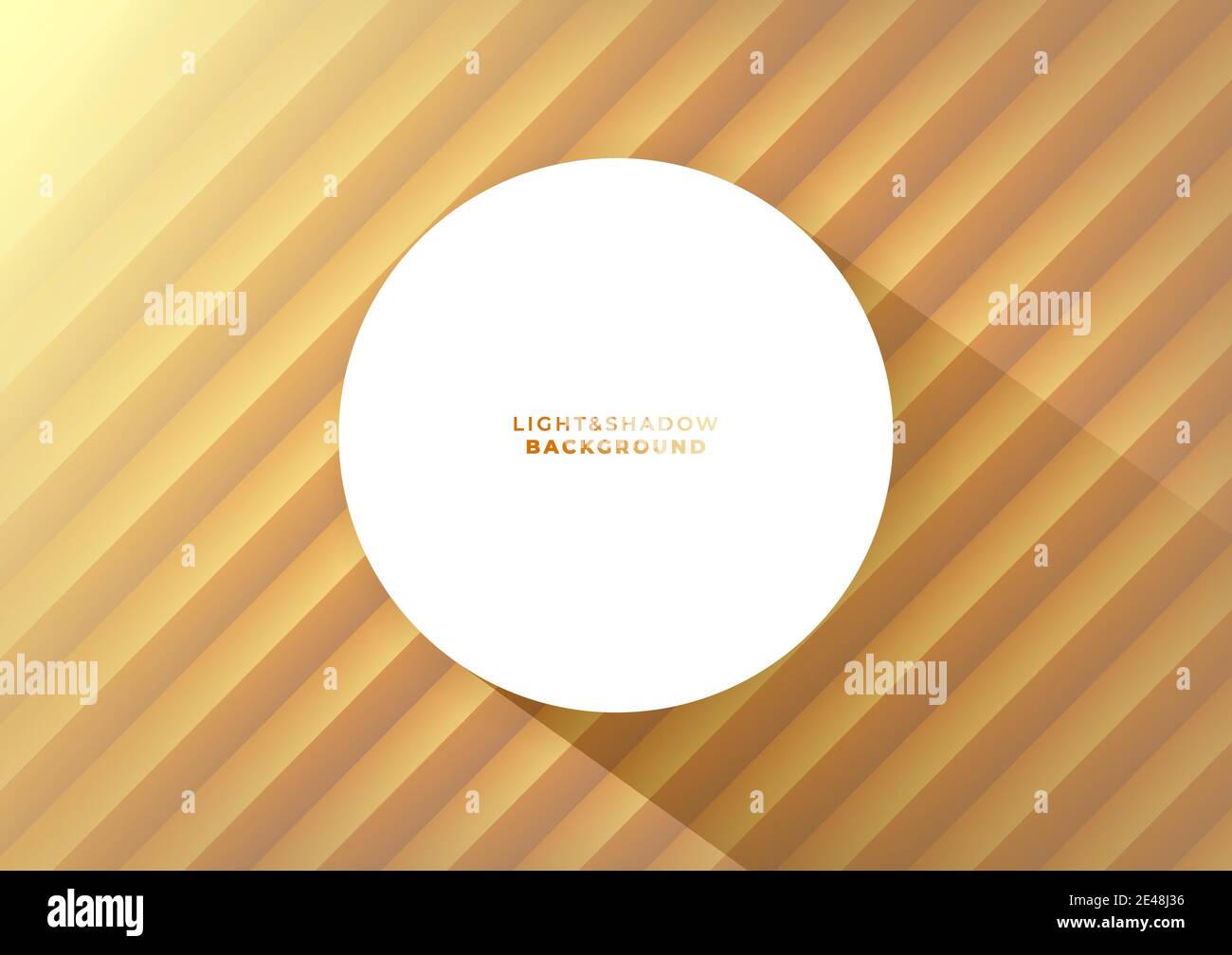 Golden wave 3d wall and blank white round with long shadow. Template ...