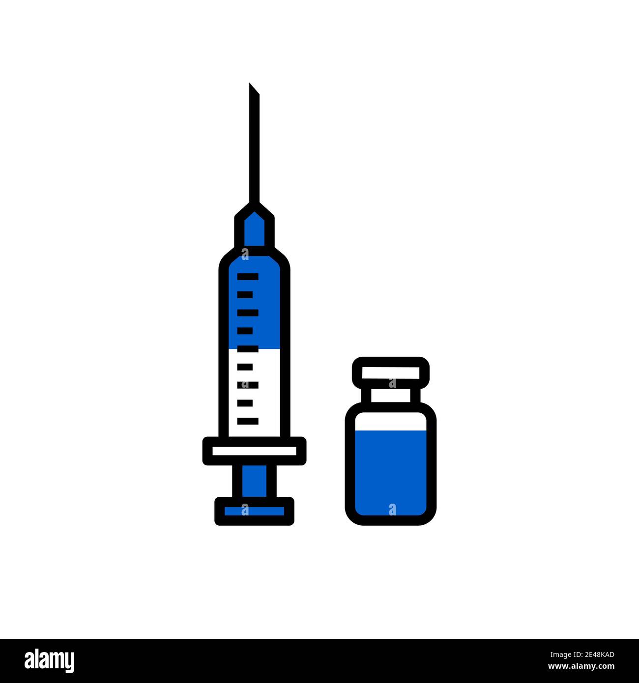 Syringe icon with needle and vial isolated white Stock Vector Image ...