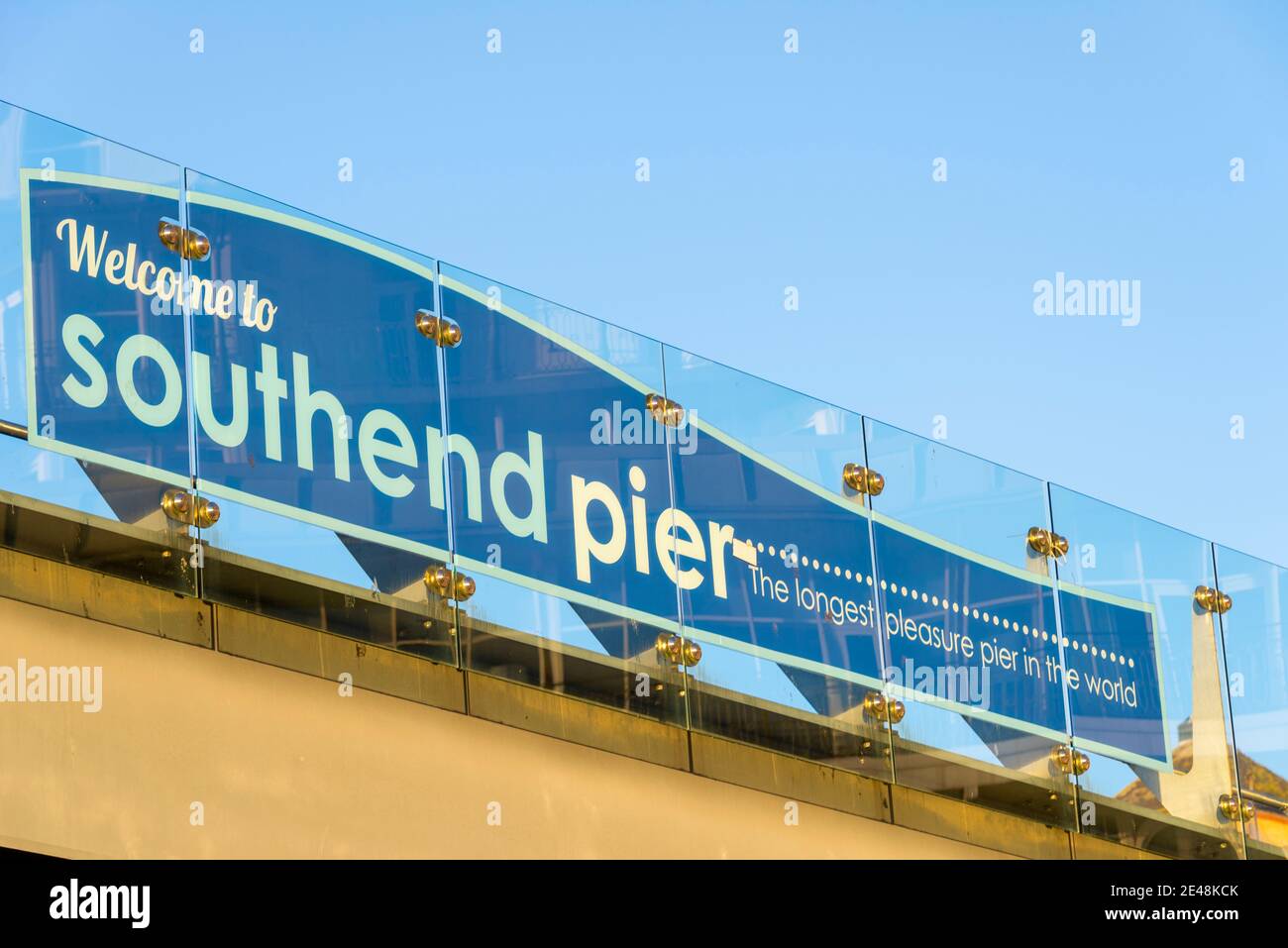 Welcome to Southend Pier sign. The longest pleasure pier in the world ...