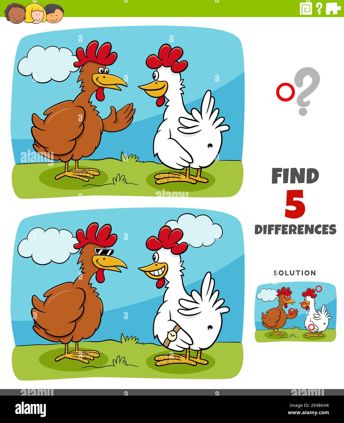 Cartoon illustration of finding the differences between pictures ...