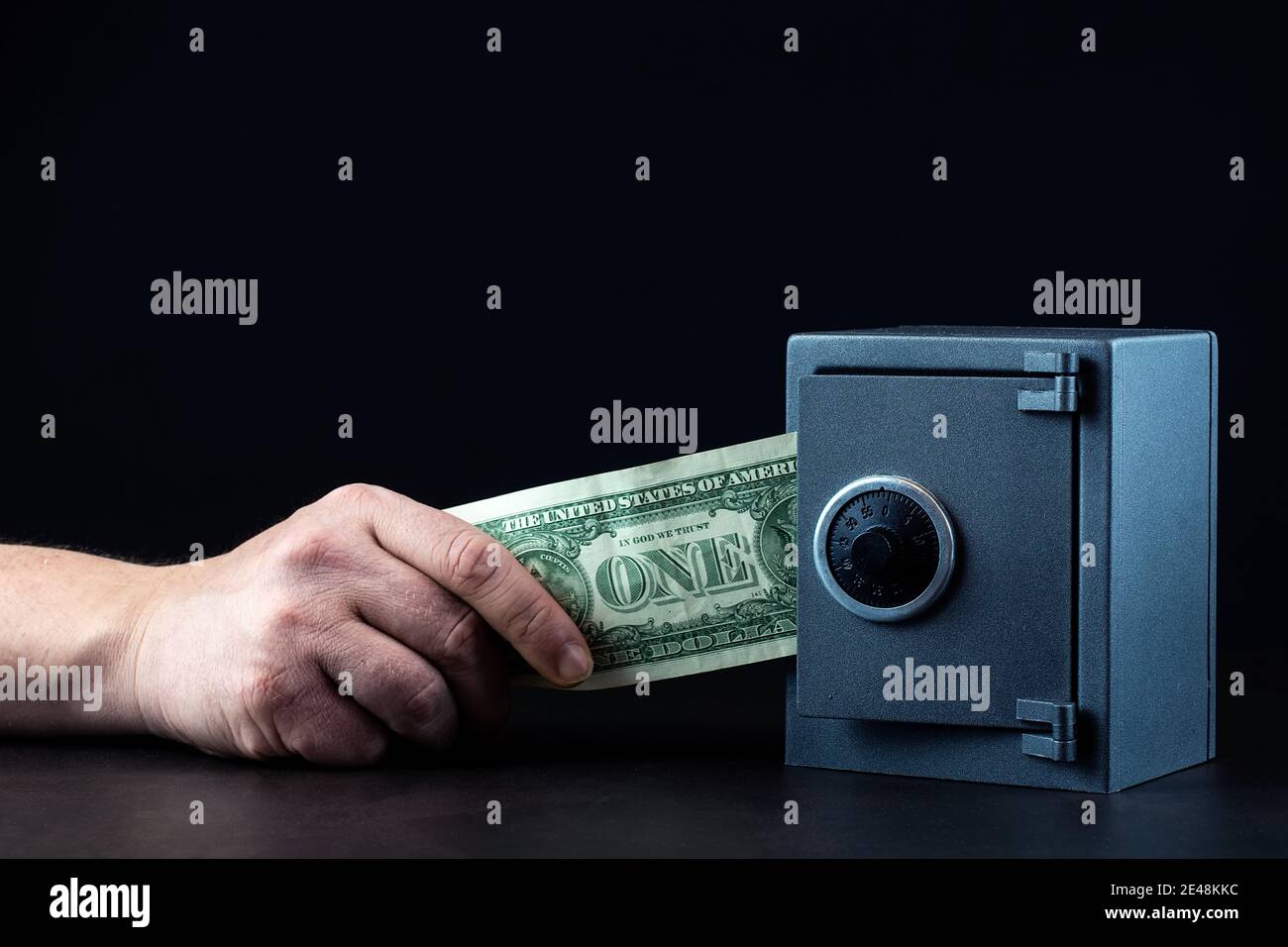 money in a residential safe close-up photo. Deposit in cash Stock Photo ...