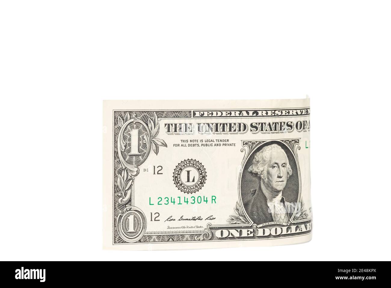 close-up one dollar isolated on a white background Stock Photo - Alamy