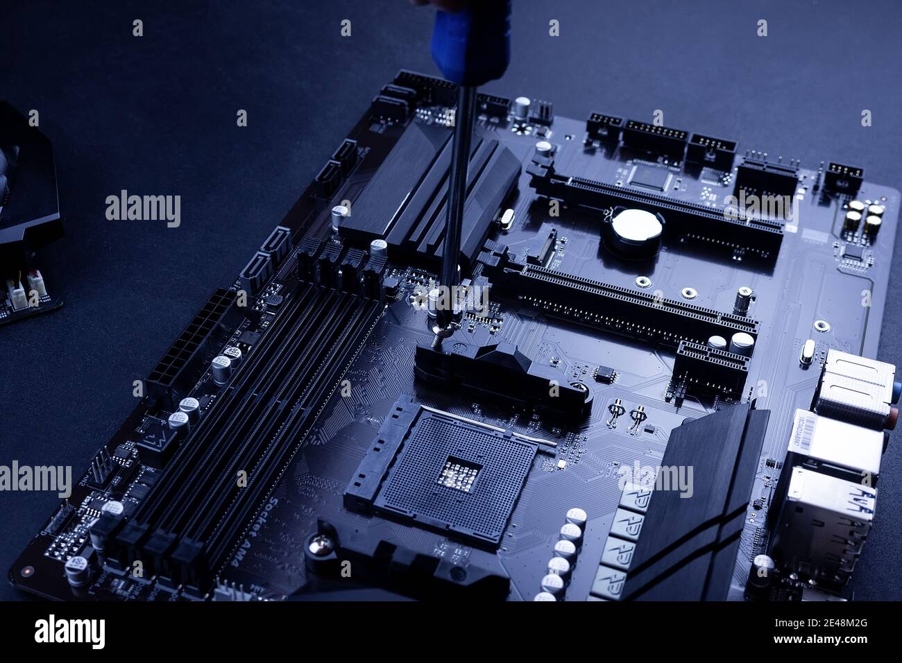 motherboard and memory in the laptop. computer repair and maintenance ...