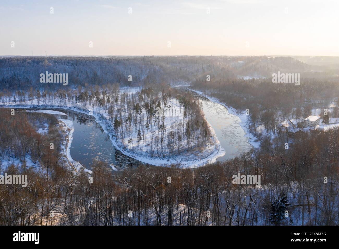 Aerial view gauja river frozen hi-res stock photography and images - Alamy