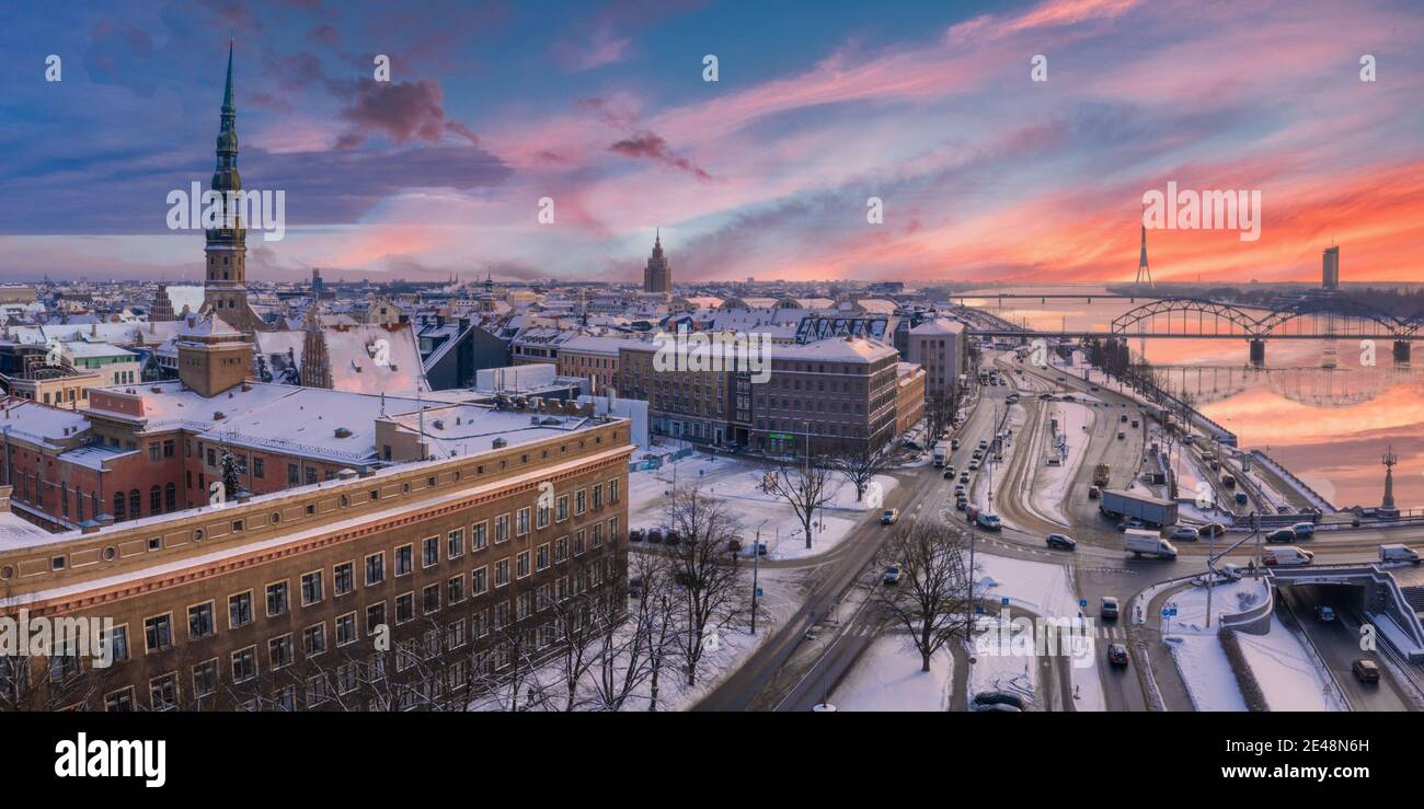 Aerial view snowy riga hi-res stock photography and images - Alamy