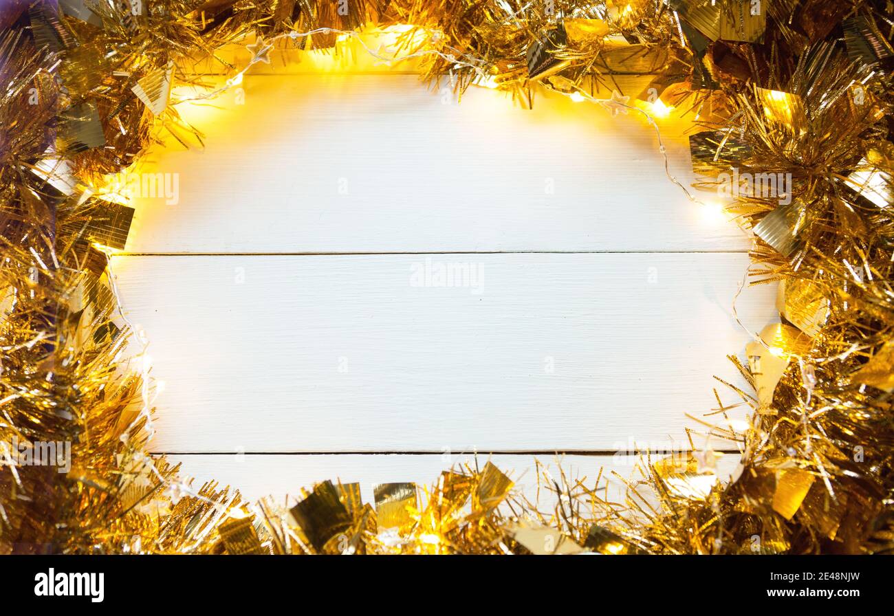 Gold tinsel decoration border on hi-res stock photography and images ...