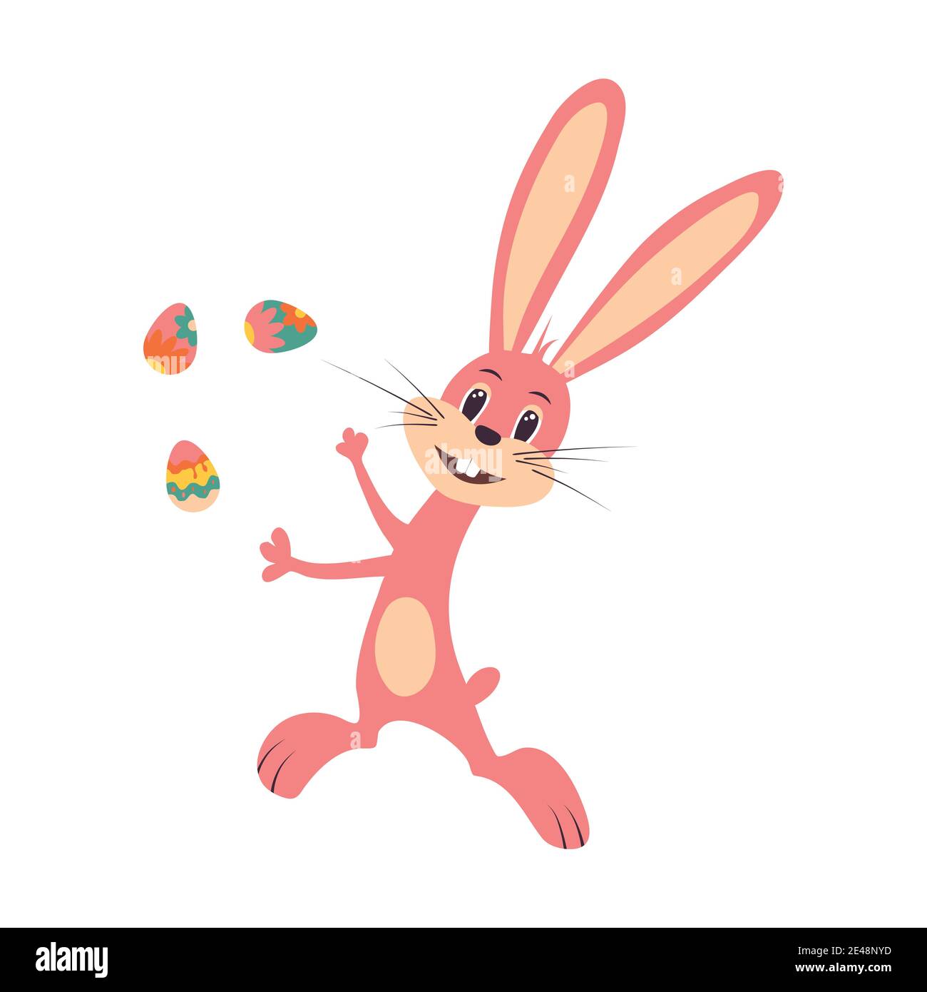 Cute Easter bunny. Vector illustration on white isolated background ...