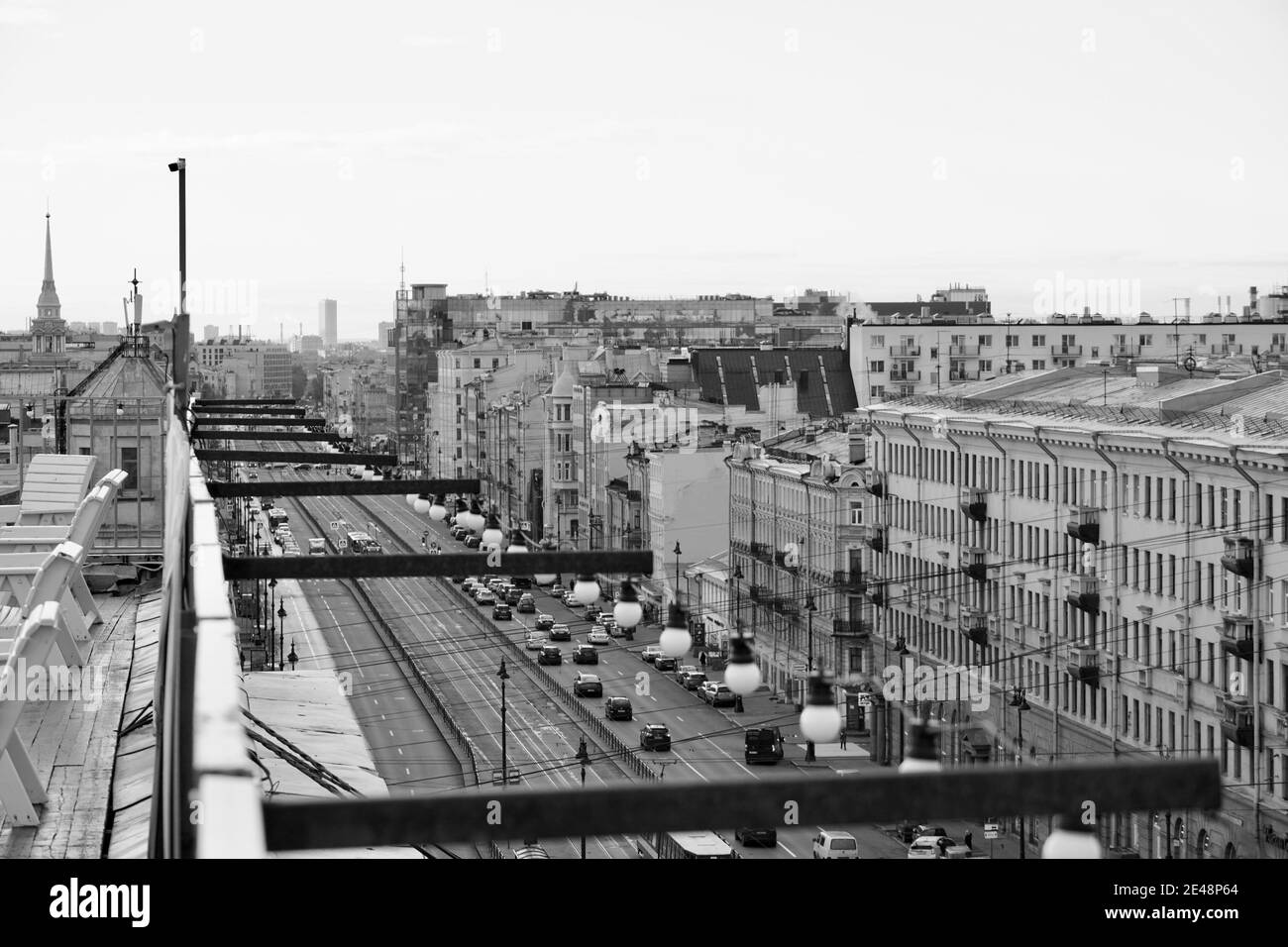 Aerial city morning Black and White Stock Photos & Images - Alamy