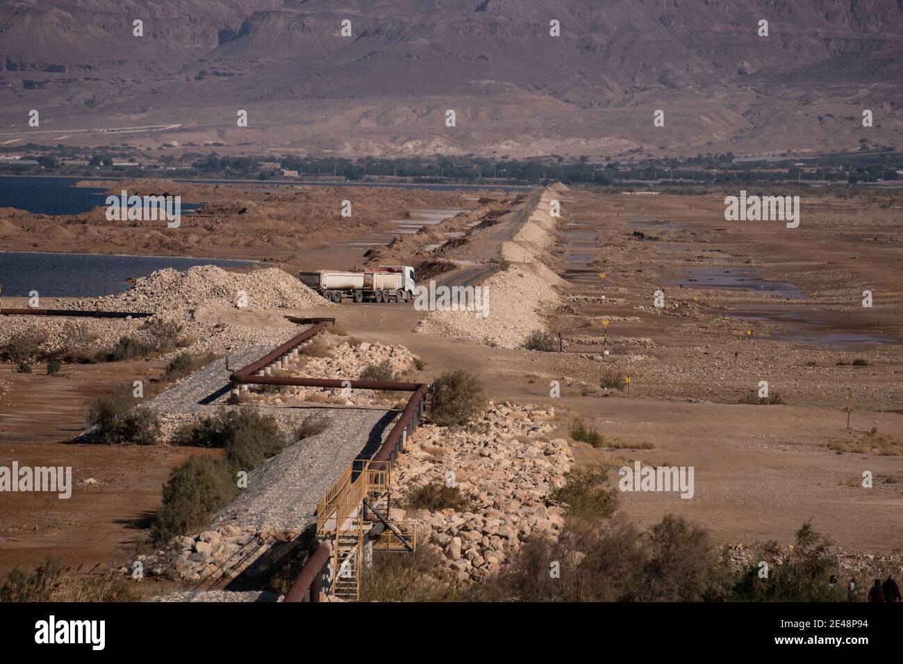 Construction of evaporation ponds operated by the 'Dead Sea Works ...