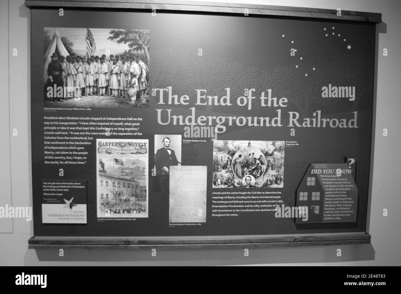 Philadelphia USA sign museum black soldiers Abraham Lincoln The end of ...