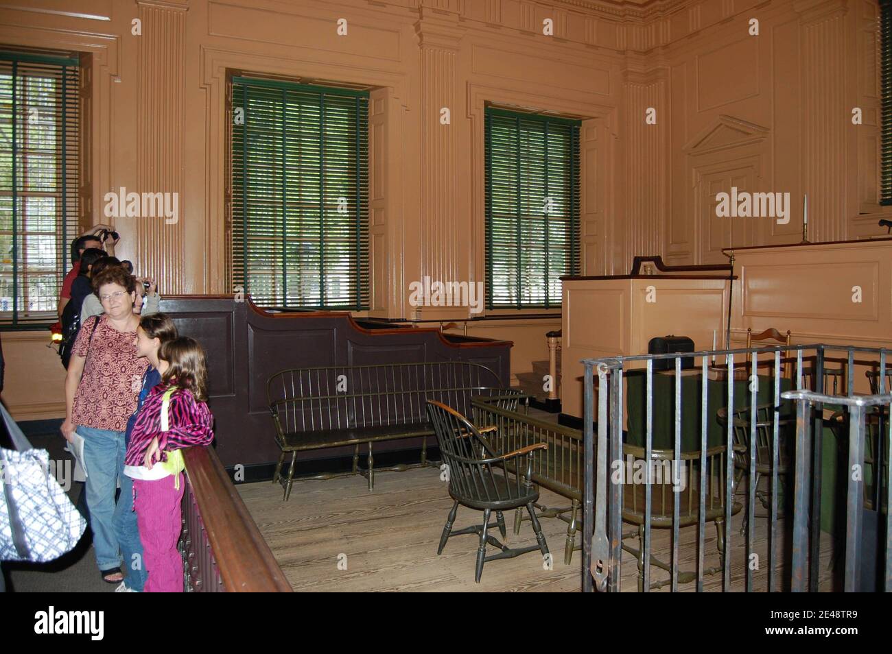 Philadelphia USA court room chair chairs bench judge judges dock ...