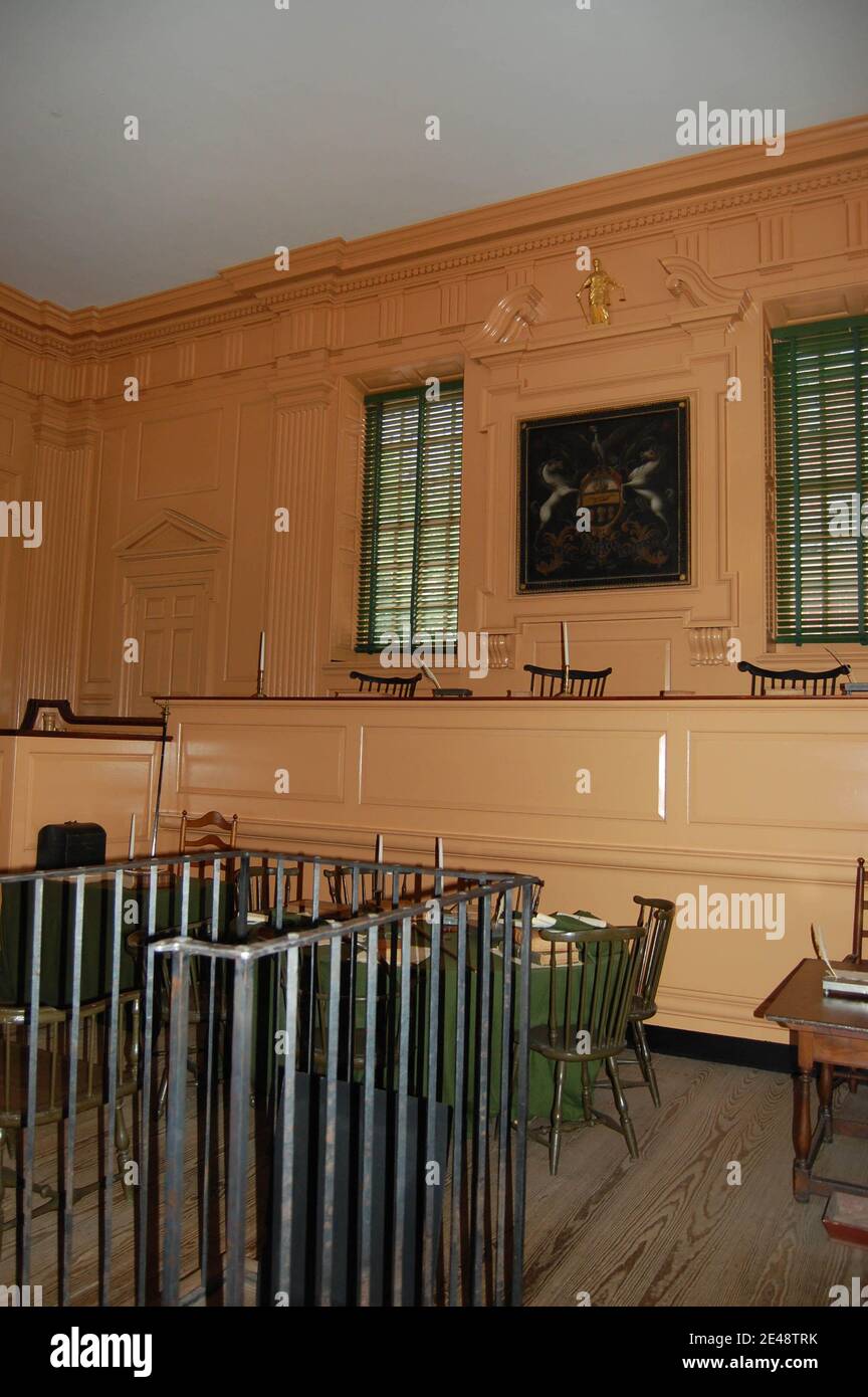 The dock in a Court room in Philadelphia USA prisoner America American ...