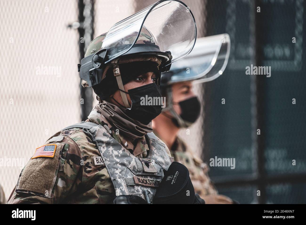 National Guard troops guarding the "Green Zone" around Washington DC ...