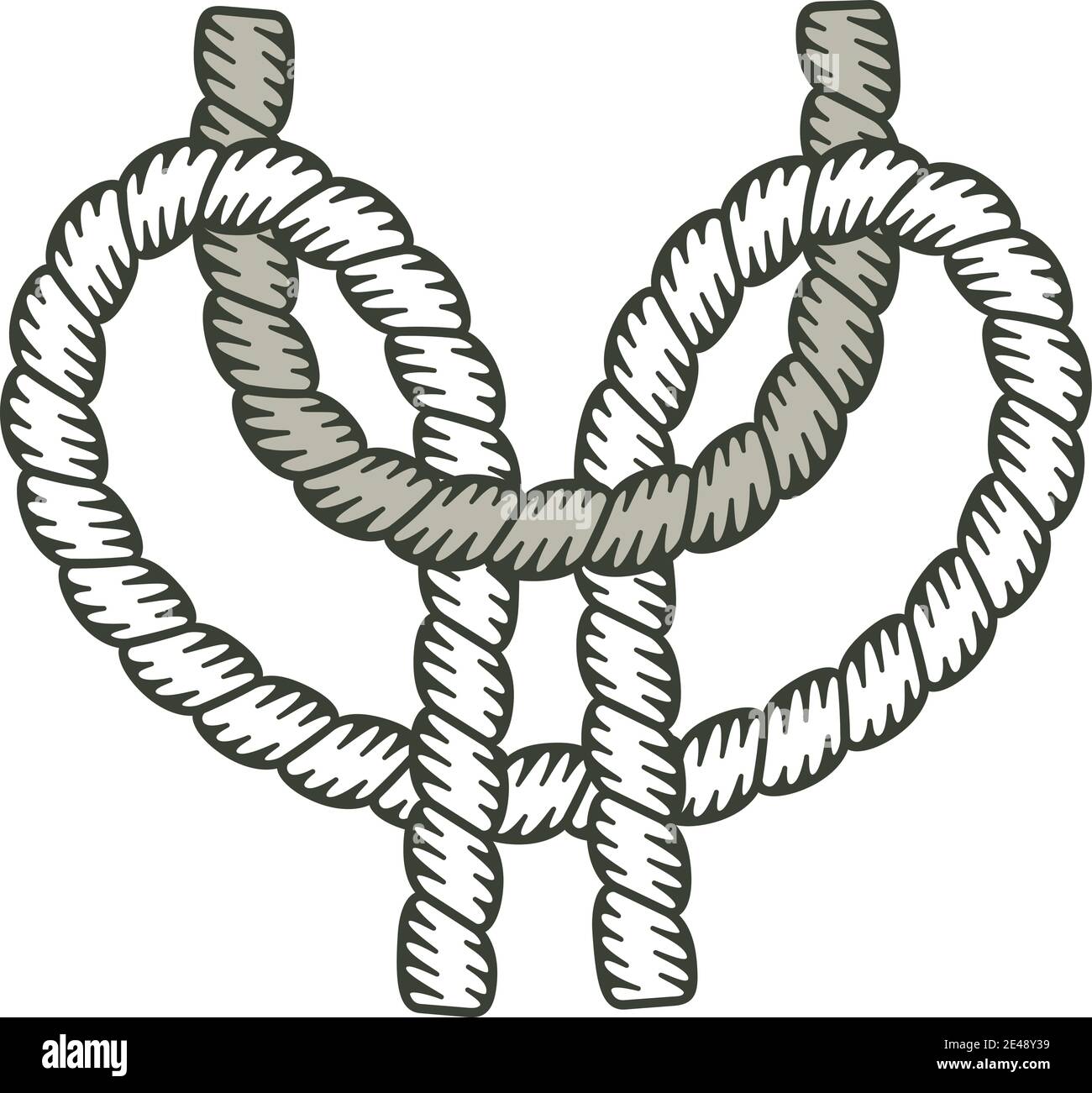 Knot made with a rope with the interior filled with color Stock Vector ...