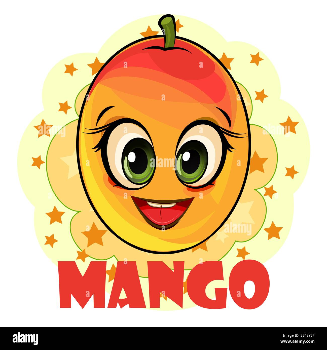 Mango fruits on an abstract background. Face. Inscription. Isolated ...