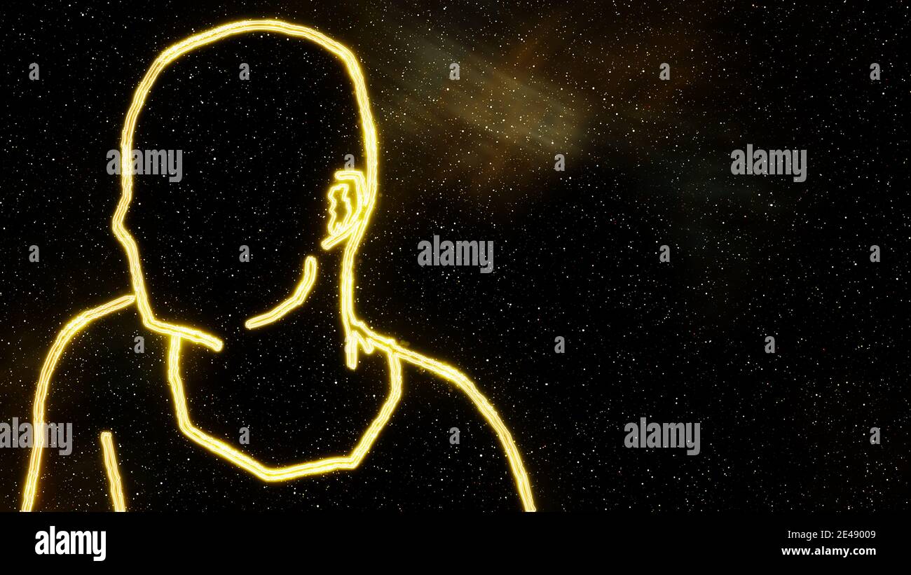 Geometrical illustration of a human on the background of the space with ...