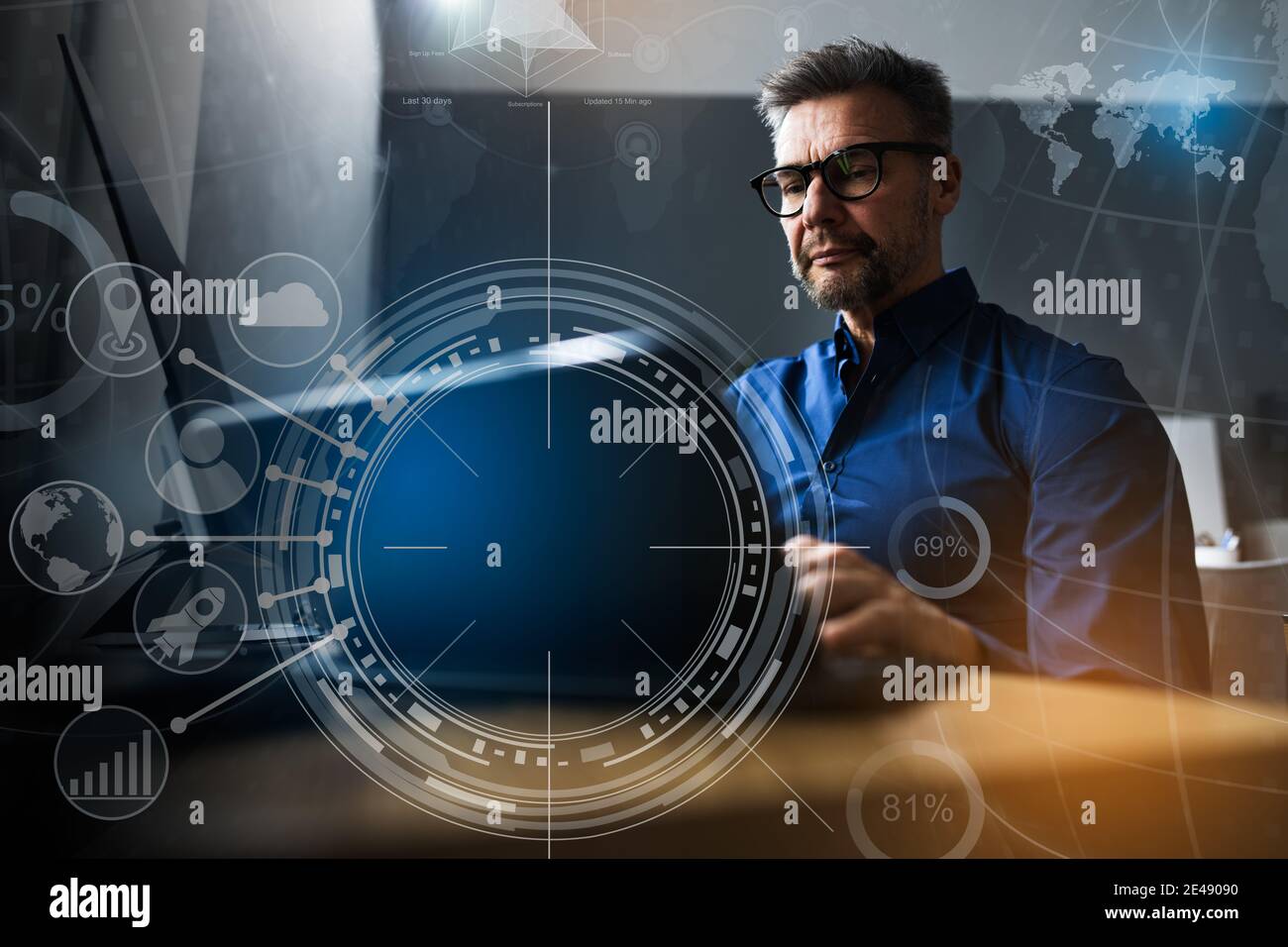 Financial And Marketing Data Analyst Man Using Computer Stock Photo - Alamy