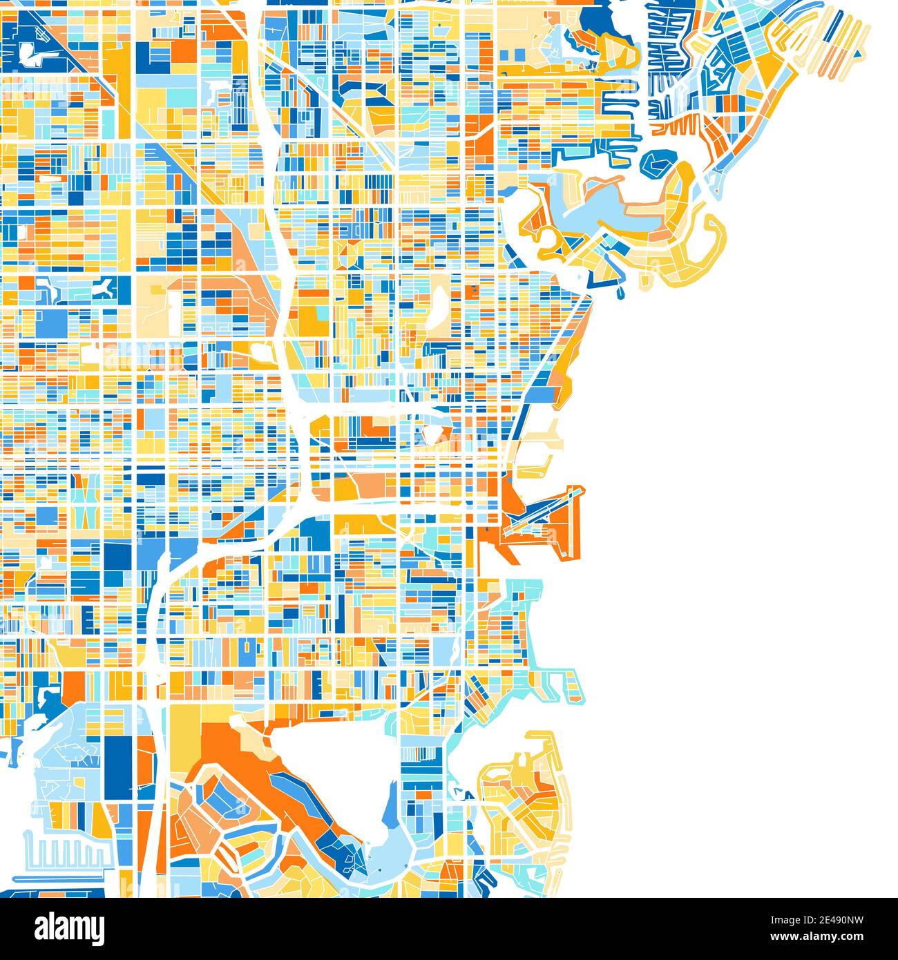 Color art map of St-Petersburg, Florida, UnitedStates in blues and ...