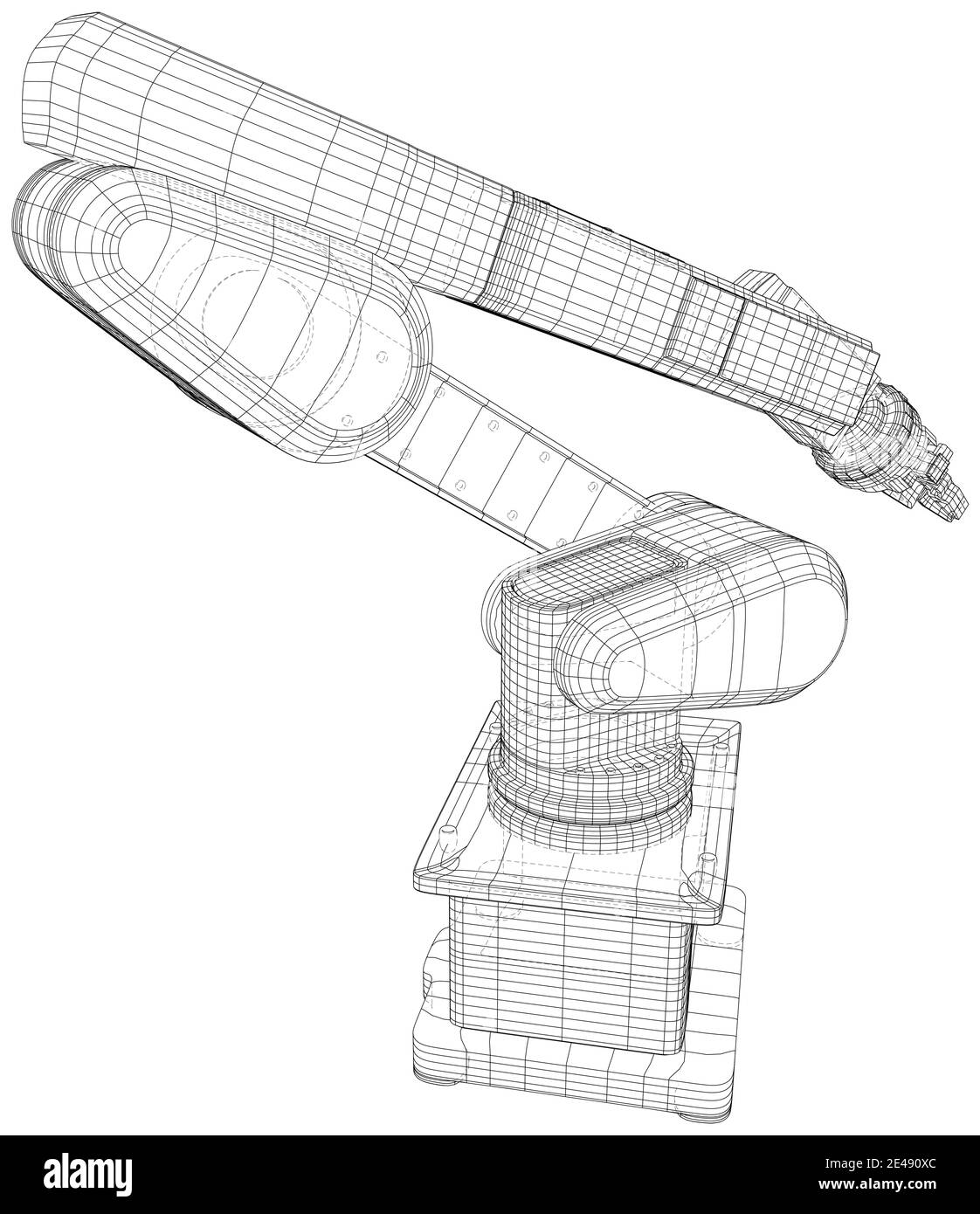 Wire-frame Industrial Robot isolated on white. Vector created of 3d ...