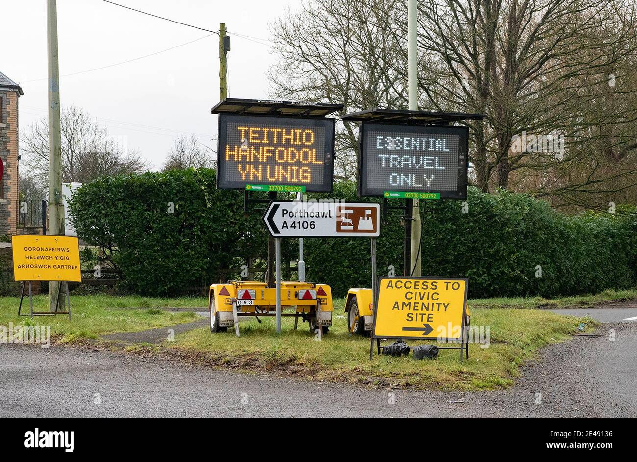 Porthcawl, Wales, 22, January, 2021, Pictured local council shows vital ...