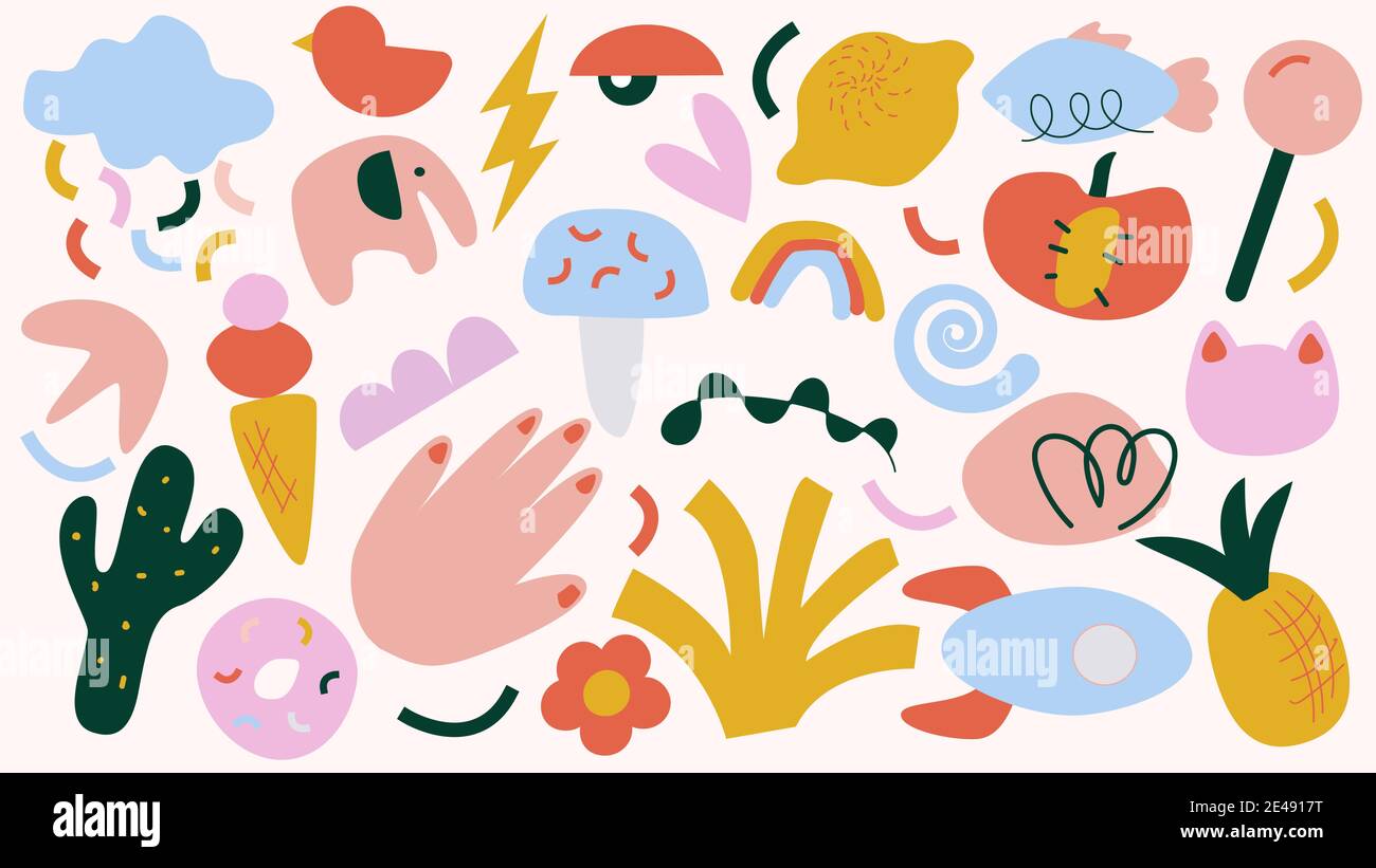 Abstract shapes Background. Hand drawn various shapes and doodle ...