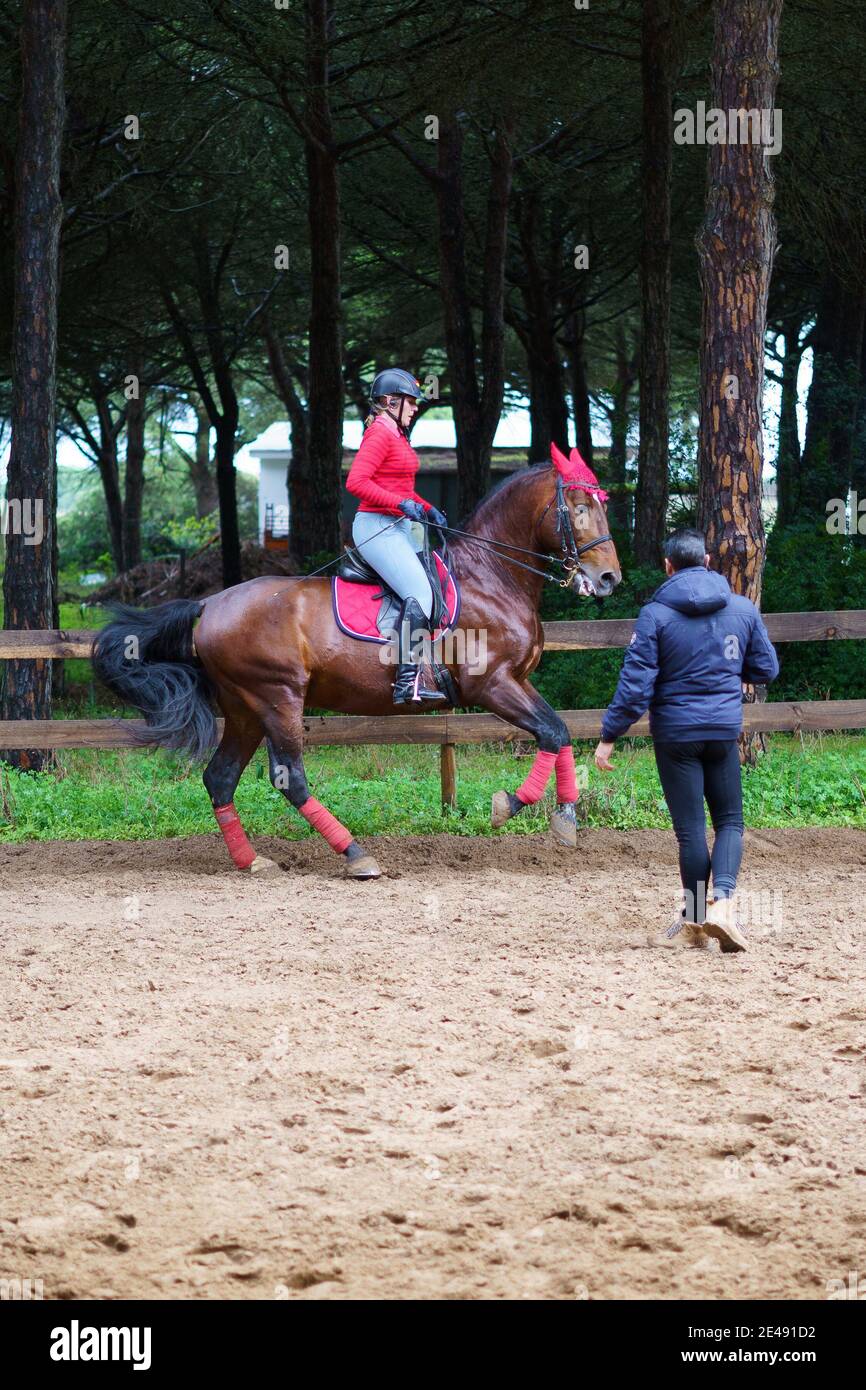Woman riding horse in shallow hi-res stock photography and images - Alamy
