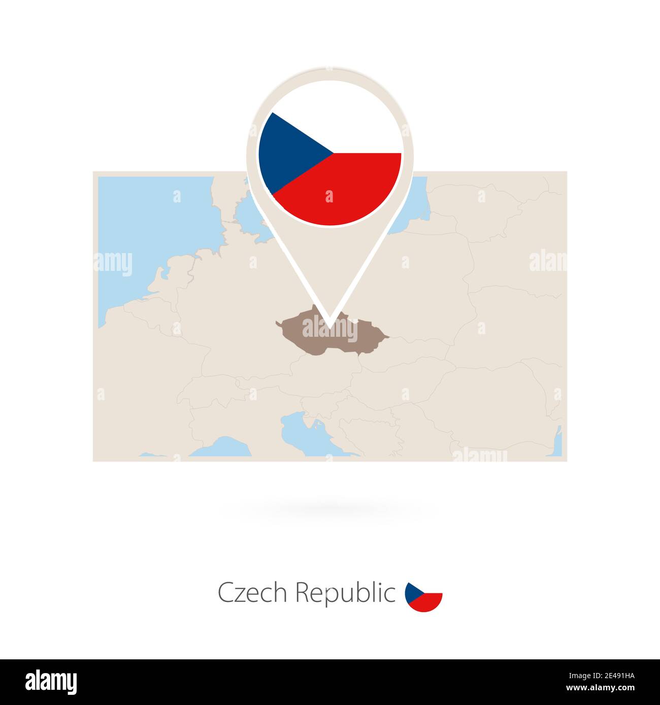 Rectangular map of Czech Republic with pin icon of Czech Republic Stock ...
