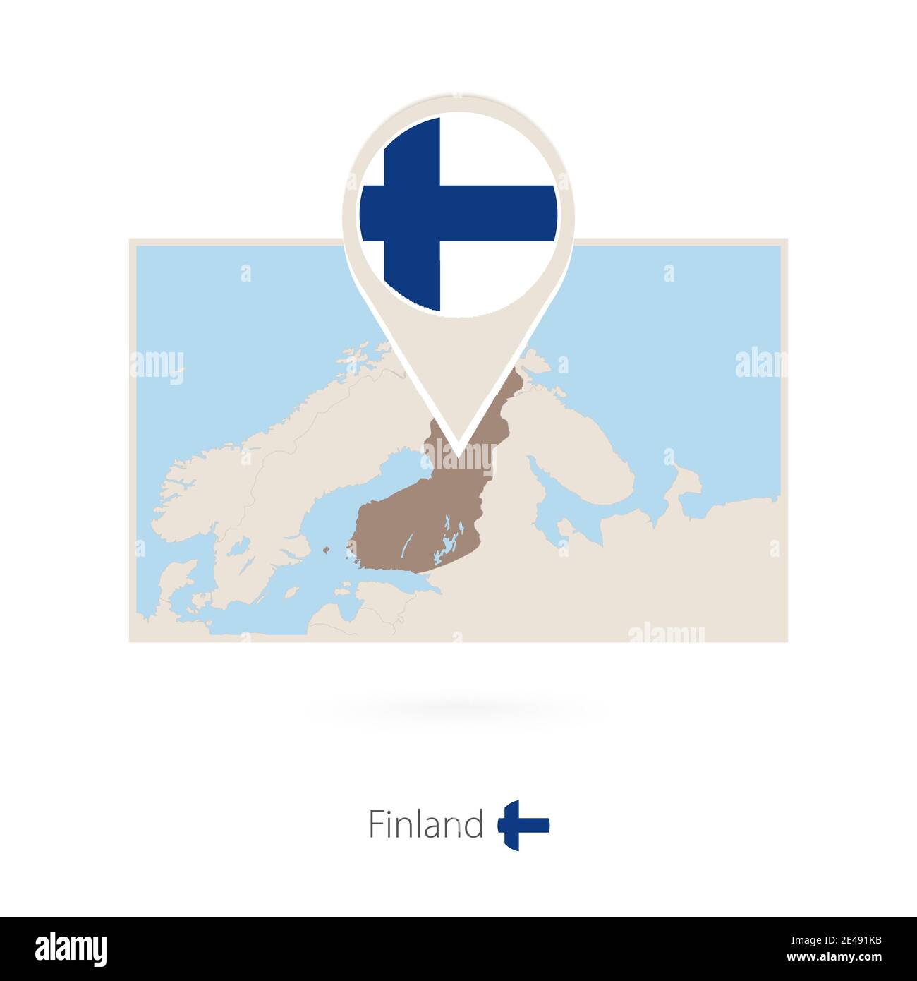 Rectangular map of Finland with pin icon of Finland Stock Vector Image ...