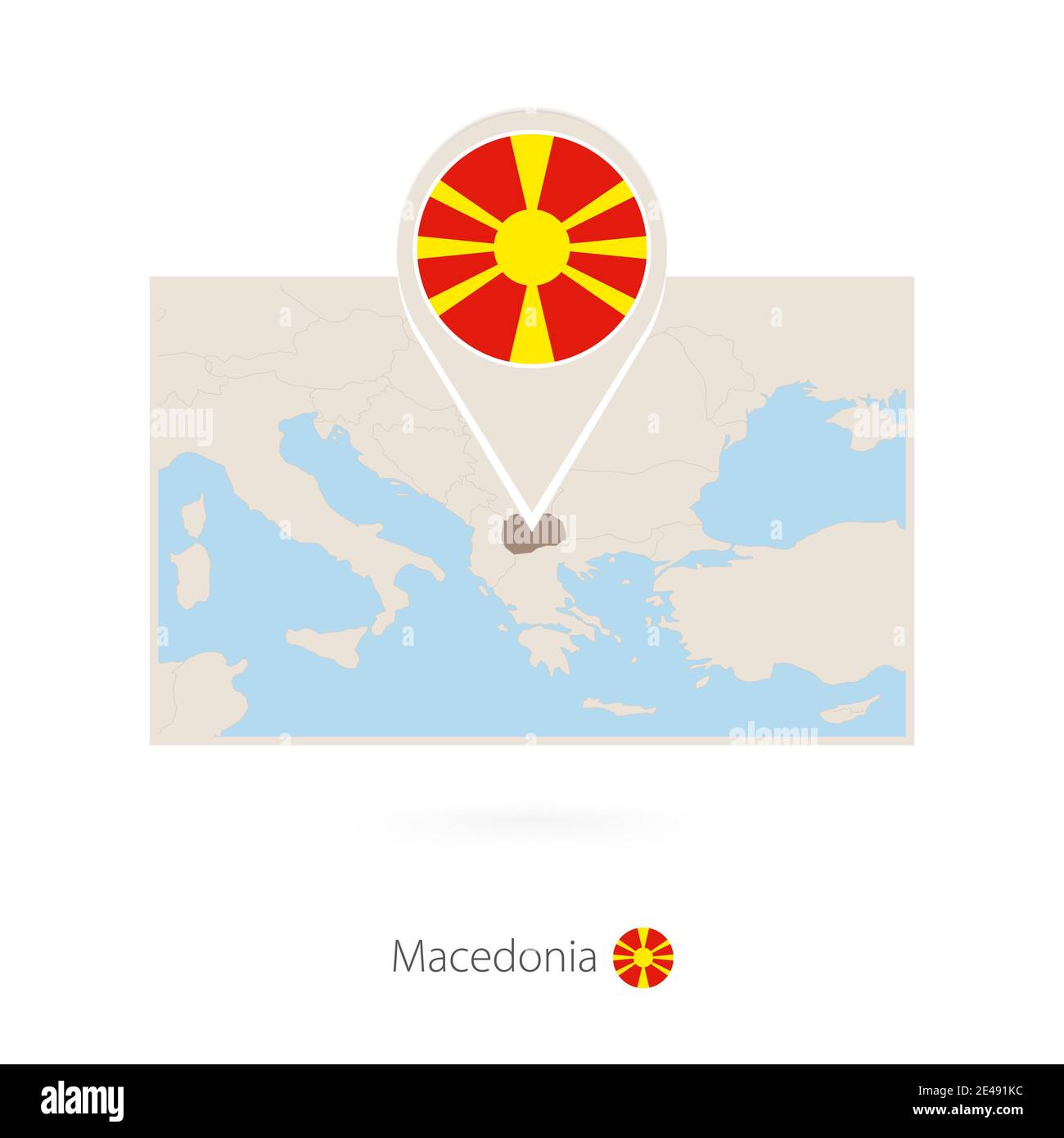 Rectangular map of Macedonia with pin icon of Macedonia Stock Vector ...