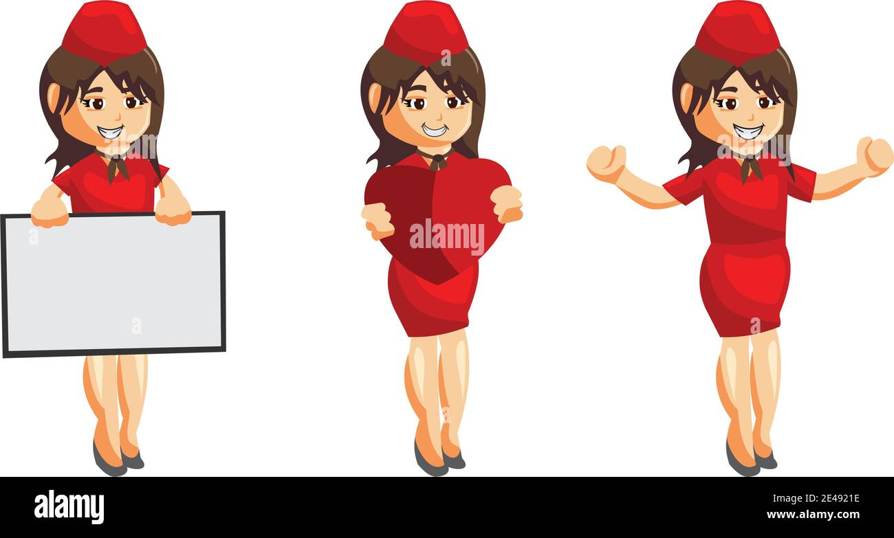 Flying attendants air hostess Profession stewardess cartoon character ...