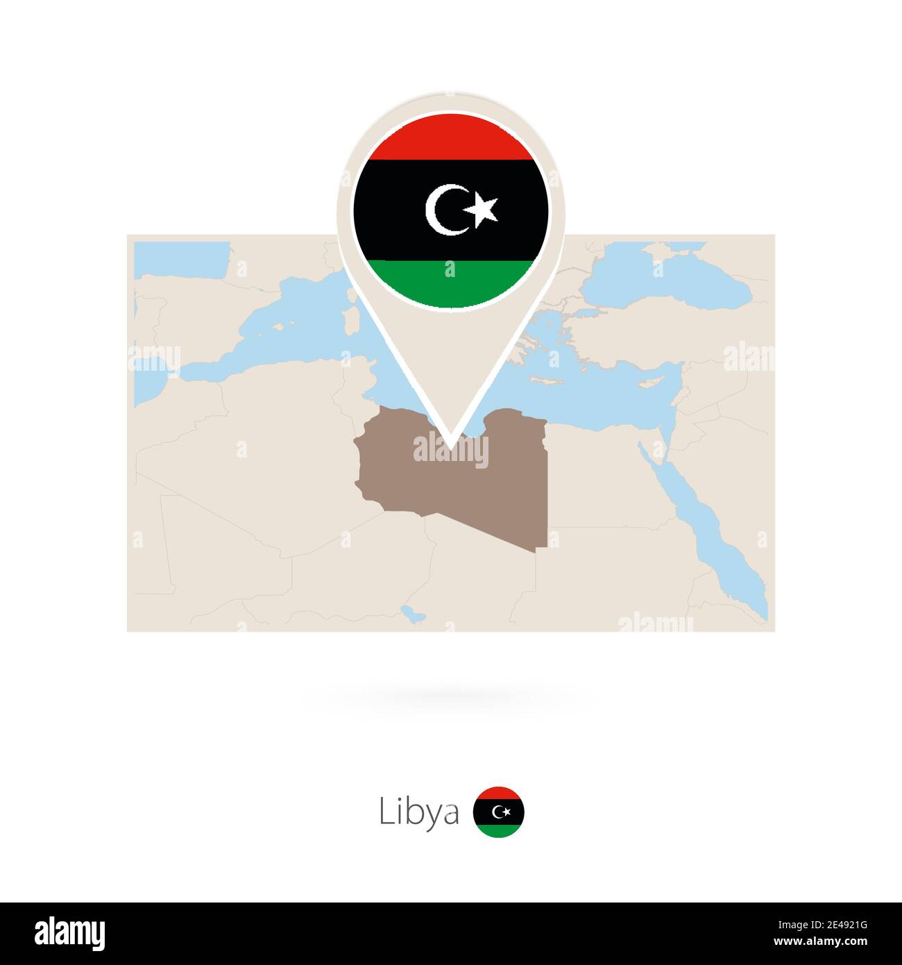 Rectangular map of Libya with pin icon of Libya Stock Vector Image ...