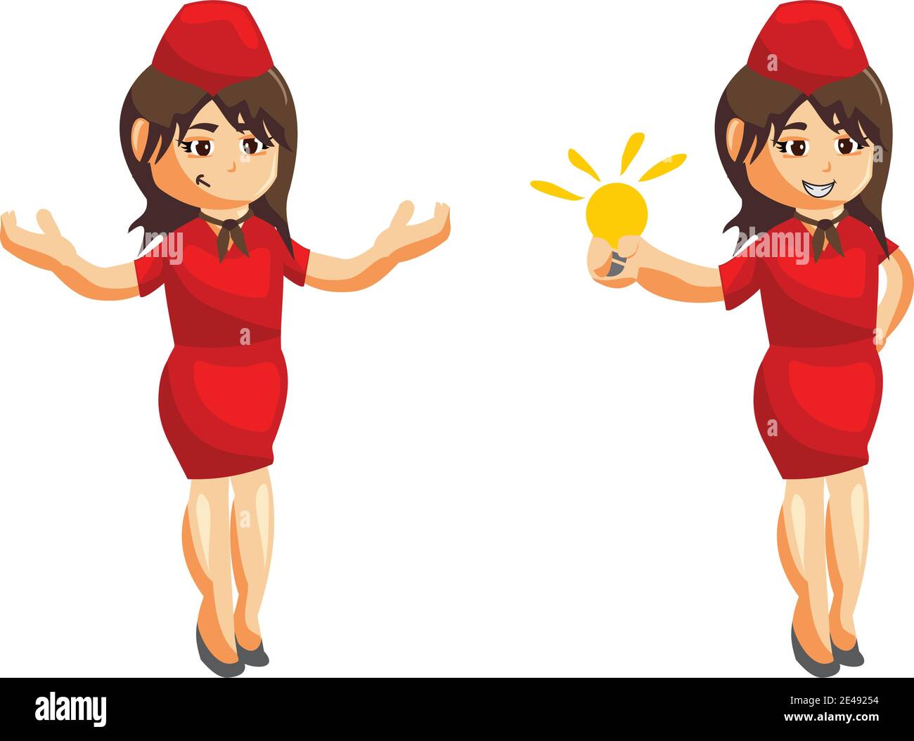 Flying attendants air hostess Profession stewardess cartoon character ...