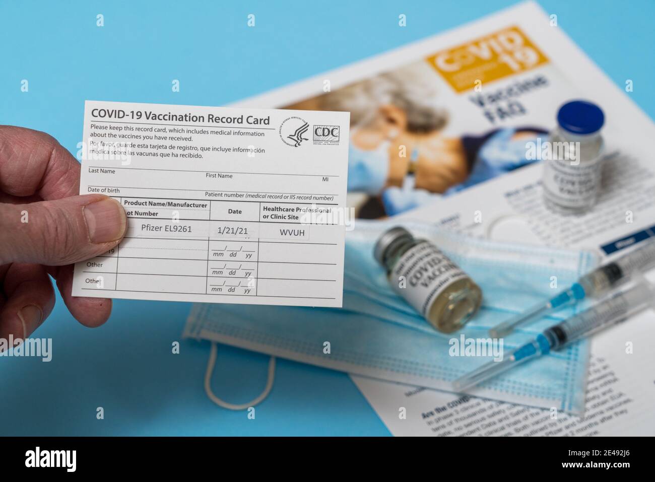 Morgantown, WV - 21 January 2021: Covid-19 vaccination record card ...