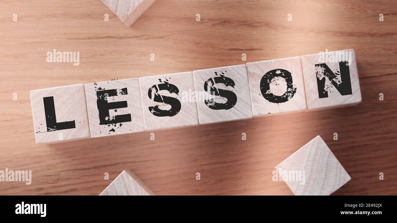 Lessons Word Written In Wooden Cubes. Learning education concept Stock ...